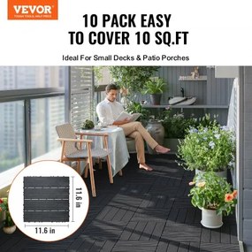 zámkové palubkové dlaždice 10 balení 30,5 × 30,5 cm plast pro verandu tmavě šedá