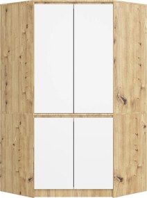 Rohová šatní skříň S100 4D dub artisan/bílá