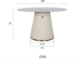 Jídelní stůl Modig 120 cm eko kůže ecru/mramor