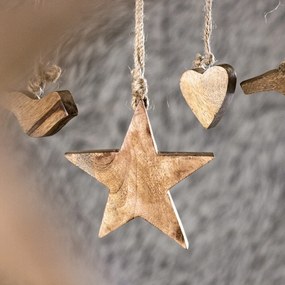 Dekorace přírodní dřevěné srdce na provázku S - 4,5*1*6 cm