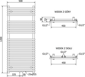 Mexen Sol, elektrické topné těleso 1200x500 mm + topná tyč 600 W, antracitová, W125-1200-500-2600-66