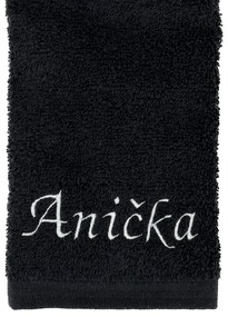 Malý černý ručník s vlastním textem 30 x 50 cm