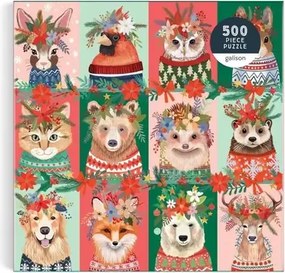 Galison Puzzle Vánoční chlupáči 500 dílků / od 3 let
