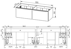 Mereo Mailo koupelnová skříňka s keramickým umyvadlem 121 cm dub CN528
