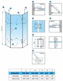 BPS-koupelny Pětiúhelníkový sprchový kout HYD-PK10A 80x80 černá/transparent - bez vaničky