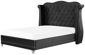 Sametová postel 140 x 200 cm černá AYETTE Beliani