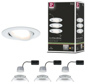Paulmann 93485 LED Coin Nova round, set kulatých bodovek v bílé úpravě, 3x6,5W LED 2700K tříkrokové stmívání, prům.8,4cm