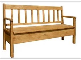 Jídelní lavice z masivu s úložným prostorem a područkami Sil 014 - 150cm - výběr moření, 01Moření K16 - antická bílá, Moření sedáku K15 - hnědá borovice