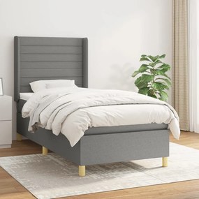 Box spring postel s matrací tmavě šedá 90x200 cm textil,  3132042