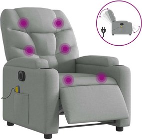 Elektrické masážní polohovací křeslo světle šedé textil 3204584