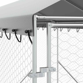 Venkovní psí kotec se střechou stříbrný 2 x 14 x 2,5 m ocel 3190485