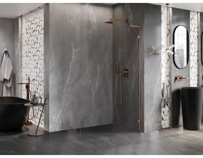 Mexen, Mexen Lunar L sprchová stěna pravá 110 x 200 cm, průhledná 8 mm, růžové zlato - 830L-110-000-60-00-P
