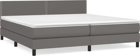 Box spring postel s matrací šedá 200x200 cm umělá kůže 3141087