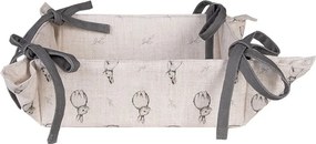 Béžový textilní košík na pečivo s králíčkem Bunny Buddies - 35*35*8 cm
