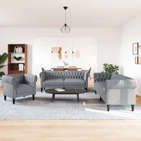 3dílná sedací souprava světle šedá textil 3209191