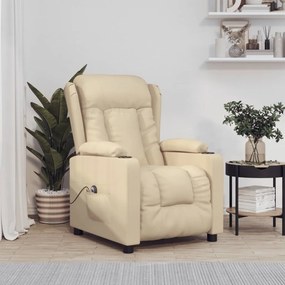 Elektrické polohovací křeslo krémové textil 3098786