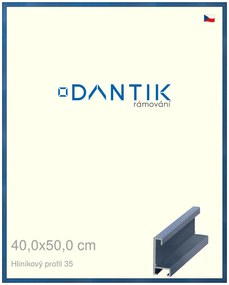 DANTIK rámeček 40x50 | ALU profil 6035 Dýha barevná modrá královská (Plexi Čiré)