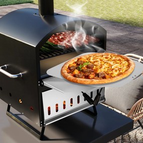 Costway Venkovní 40 cm Dřevěná trouba Pizza Trouba 2 Vrstvy Pizza Maker