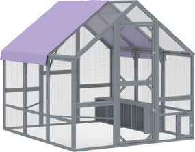 PawHut choditelný výběh pro slepice — cca 4 m², nepromokavý kryt, 2 hnízdní boxy a 2 bidýlka, bezpečnostní zámek — pro 8–10 slepic, tmavě šedý