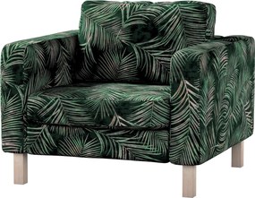 Potah na křeslo IKEA Karlstad, krátký barva zelená látka sametová, vzorované