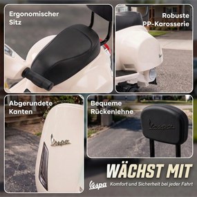 AIYAPLAY Elektro motorka pro děti Mini Vespa GTS 6V s lithiovou baterií, ergonomické sedadlo, opěrka zad, 1,5-3 roky 370-484V90WT