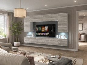 Obývací stěna 300 cm Belini šedý antracit Glamour Wood Imperium 2  IMP 2/5/W/GW1/0/0