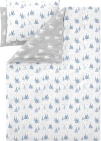 Livarno® Ložní povlečení z jemného flanelu, 240 x 220 cm, 70 x 90 cm (vánoční stromek / modrá)