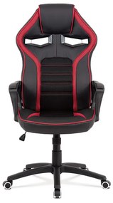 Autronic Kancelářská židle, potah černá ekokůže, černá a červená látka MESH, černý plasto KA-G406 RED