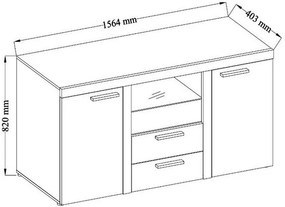 Komoda se zásuvkami Rumba, bílá, s osvětlením