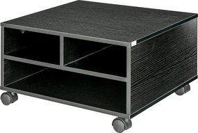 HOMCOM Stojan na tiskárnu se 2 policemi, dřevěný kabinet do kanceláře a na studium s kolečky, 47x40x27,5 cm, černý | Aosom