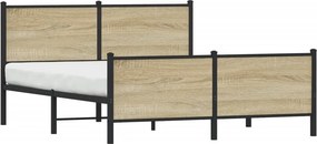 Kovový rám postele bez matrace dub sonoma 150 x 200 cm 3301362