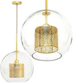 Toolight - závěsná skleněná lampa APP556-1CP 30cm, zlatá, OSW-08749