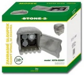 Zahradní zásuvkový sloupek/kámen Ecolite STONE 2  XSTA-222GT 2x zásuvka + spínací hodiny