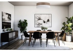 Stropní svítidlo Wood, 1x hnědá ořechová dýha/bílé plastové stínítko, (bílé plexisklo), (fi 50cm)