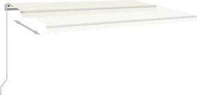 Ručně zatahovací markýza s LED světlem 500 x 300 cm krémová 3068942