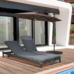 Outsunny polyratanové lehátko zahradní lehátko pro 2 osoby relaxační lehátko 5-stupňové opěradlo kov & PE ratan 196x120x28cm pro zahradu a terasu