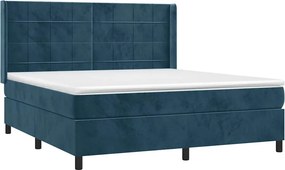 Box spring postel s matrací a LED tmavě modrá 160x200 cm samet 3139575