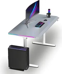 ULTRADESK Quest bílá šedá / Herní stůl / 140 x 70 cm / 72-120 cm / ele