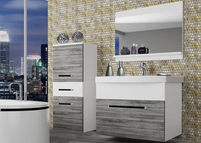 Koupelnový nábytek Belini šedý antracit Glamour Wood / bílý mat + umyvadlo + zrcadlo  ROD M 2/0/W/GW1W/0/ZW
