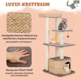 Costway Škrabadlo s Cat Cave a Platforms a Ball a Bied a Cushion Cat Tree