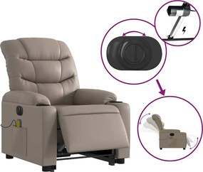 Elektrické zvedací masážní polohovací křeslo cappuccino koženka 3206626