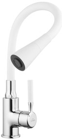 Invena Pogo, vysoká dřezová baterie 2-funkční, bílá-chrom, INV-BZ-80-L02-L