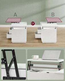 Konferenční stolek Vasagle Uma s výsuvnou deskou 100 cm bílý