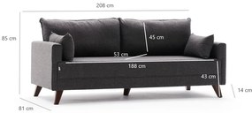 Hanah Home Rozkládací pohovka BELLA antracit 208 cm 825BLC2575