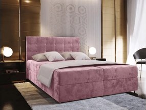 Čalouněná postel boxspring GLORIEN VELVET 160x200 cm růžová Matrace: Matrace Bonell pružinová