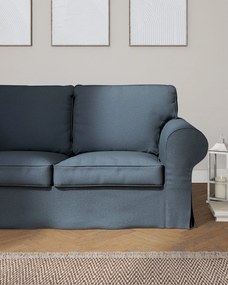 Potah na pohovku IKEA  Ektorp 2-místná, nerozkládací barva modrá látka pletený vzor