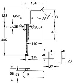 GROHE 36451000 - Elektronická umyvadlová baterie BAU COSMOPOLITAN E lesklý chrom
