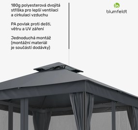Blumfeldt Altán Mondo Dual 3x3 s dvojitou střechou a sítí proti hmyzu