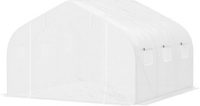 Zelená tunelová skleník Outsunny 3,5x3x2 m s 6 okny a PE polyethylenovým potahem 140 g/m² pro rostliny, květiny a zeleninu ve bílém patiu | Aosom