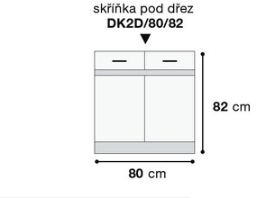 BRW Spodní dřezová kuchyňská skříňka Junona Line DK2D/80/82, wenge/dub sonoma